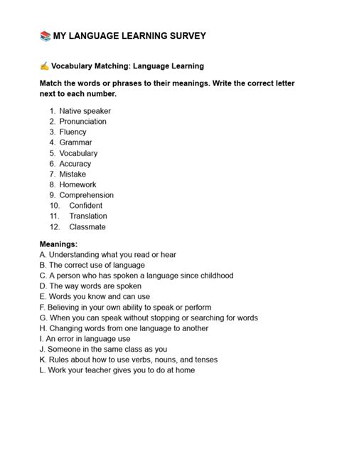 My Language Learning Survey 2 Pdf