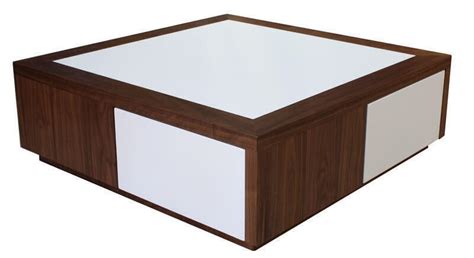 Table Basse Carrée Noyer Naturel Corian Et Laqué Sur Mesure 22510