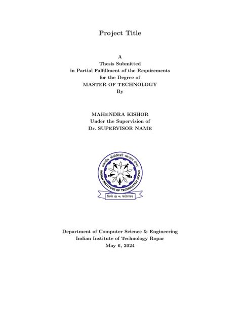 Iitrpr Masters Thesis Template Download Free Pdf Deep Learning Computer Vision