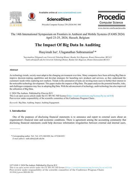 Pdf The Impact Of Big Data In Auditing