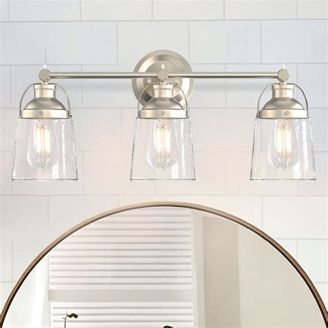 Breakwater Bay 24 Inch Seeded Glass 3 Light Dimmable Bathroom Vanity