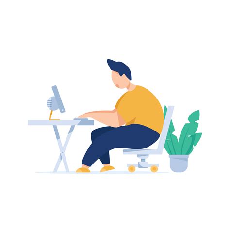 Young Guy Programmer Freelancer Working Online Sitting On The Armchair In The Office At The