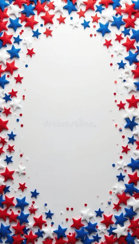 Red White Blue Stars On White Background Festive Patriotic Design