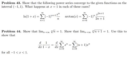 Solved Problem Show That The Following Power Series Chegg