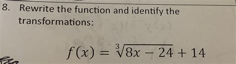 Solved Rewrite The Function And Identify The