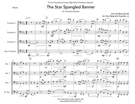 Star Spangled Banner Trombone Quartet Or Ensemble Arr Alejandro
