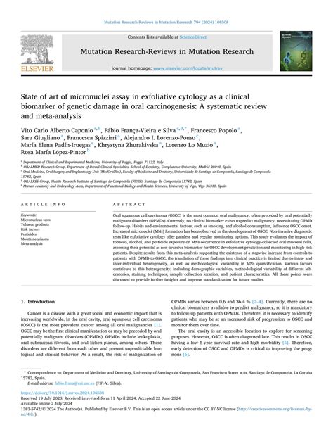 Pdf State Of Art Of Micronuclei Assay In Exfoliative Cytology As A