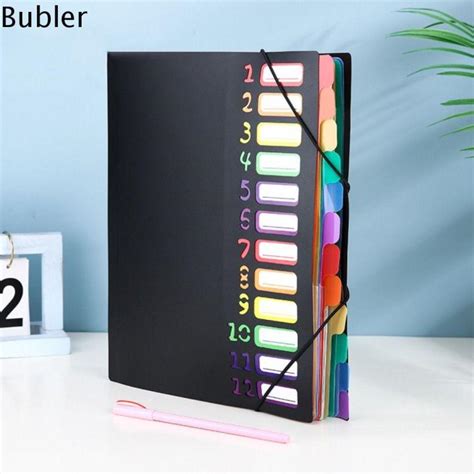Bubler A4 Letter Size Expanding File Folder 12 Compartments Rainbow File Holder Organizer
