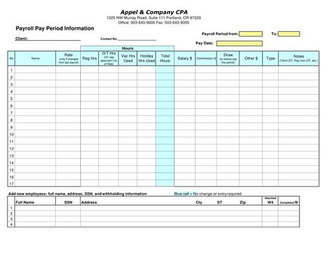 Free Printable Payroll Templates Excel Pdf Word Example