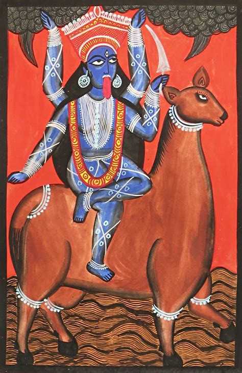 Goddess Kali Kalighat Painting Kali Goddess Folk Art Painting