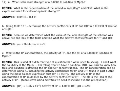 Solved 12 A What Is The Ionic Strength Of A 00300 M