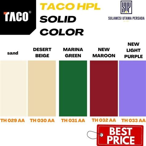 Jual Langsung Order Saja Taco Hpl Solid Color Hpl Laminates Hpl