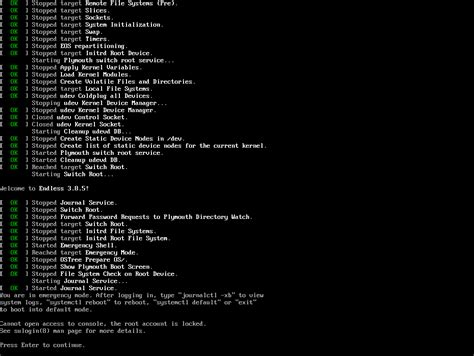system boot into emergency mode endless os support site