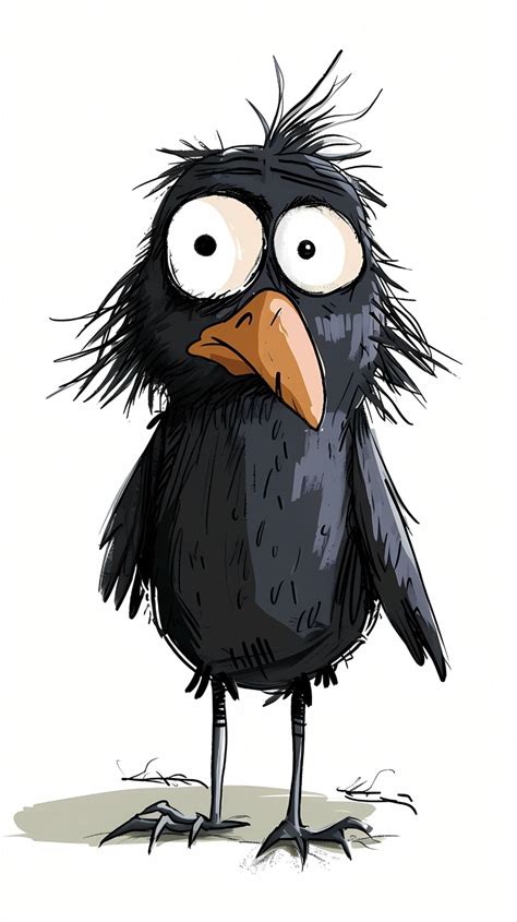 Adorable And Puzzled Crow Drawing Crows Drawing Animal Drawings