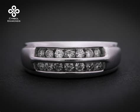 Cymbol Diamonds Satin Finish Band For Men 025ctw Natural Diamond