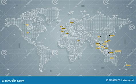 Cool Grey Abstrak Technologi Vector Tech Stylized Modern World Map Background Stylized Wireframe