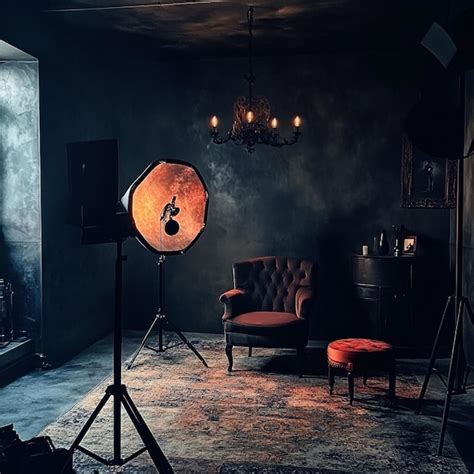 A Photoshoot Room With A Dramatic Film Noir Aesthetic Premium Ai