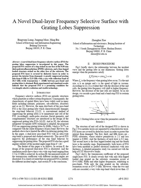 A Novel Dual Layer Frequency Selective Surface With Grating Lobes