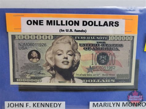 Novelty Million Dollar Bills 3 Usa Marilyn Monroe Jfk Not