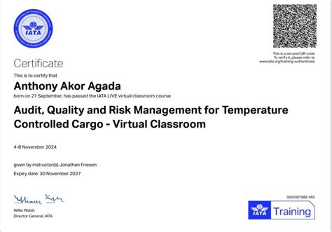 Anthony Agada On Linkedin I Am Excited To Share That I Have Successfully Completed The Iata Audit…