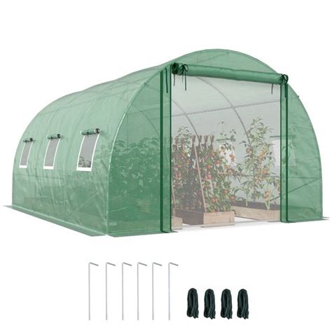 Outsunny Green Walk In Tunnel Greenhouse With Pe Cover 84h 540v00gn Rona