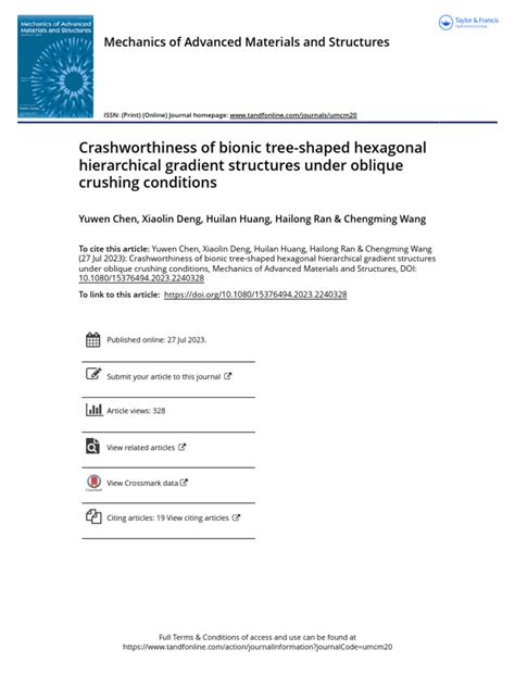 Crashworthiness Of Bionic Tree Shaped Hexagonal Hierarchical Gradient