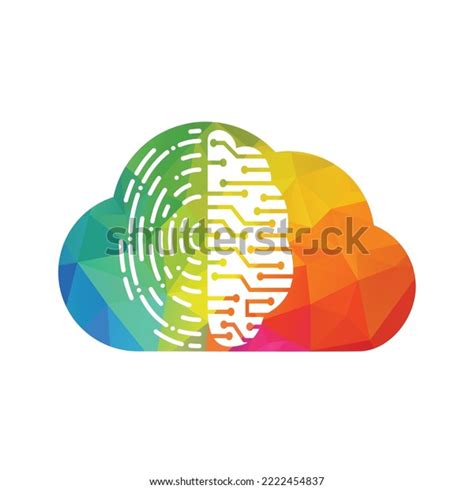 Vector Logo Icon Brain Fingerprint Digital Stock Vector Royalty Free