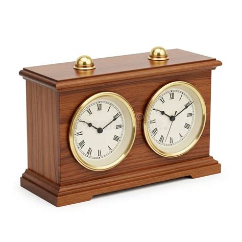 Vintage Wooden Chess Clock With Two Analog Dials And Brass Finials
