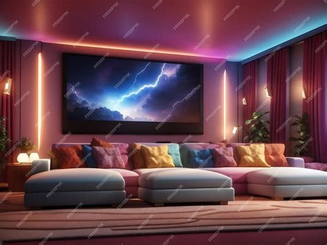 Premium Photo A Cozy Home Theater With Plush Seating And A Large