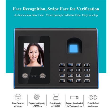 การจดจําลายนิ้วมือบนใบหน้า Biometric ระบบตรวจจับเวลาใบหน้าเครื่องอุปกรณ์เครื่อง Shopee Thailand