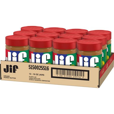 Jif 16 Ounce Creamy Peanut Butter 12 Count Case