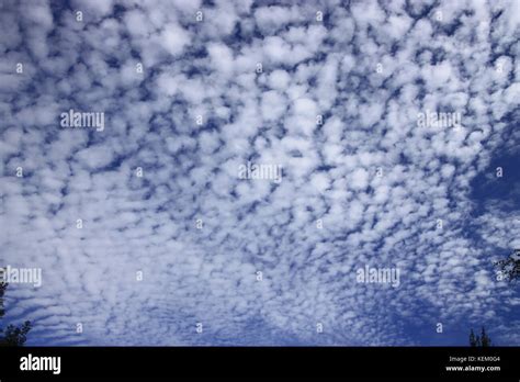 Mackerel Sky Cloud Formations Near French Coast Landrezac Brittany No