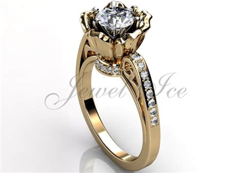 Moissanite Engagement Ring 14k Yellow Gold Forever One Moissanite