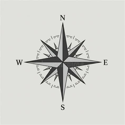 A Stylized Compass Rose With Four Main Cardinal Points North N East