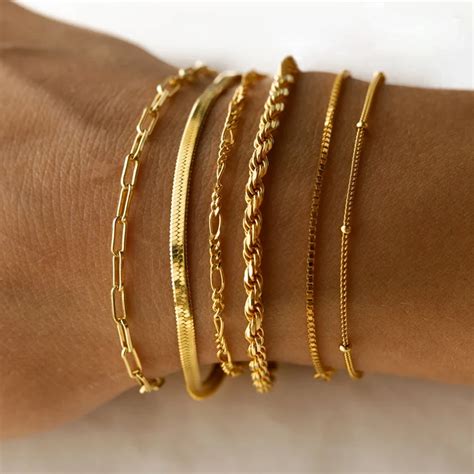 Bracelet De Couleur Or En Acier Inoxydable Torsad Bracelet De Cha Ne