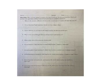 Comparing Linear Exponential And Quadratic Functions TPT