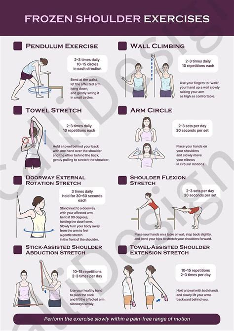 Printable Frozen Shoulder Stretch Poster Gentle Rehab Exercises For