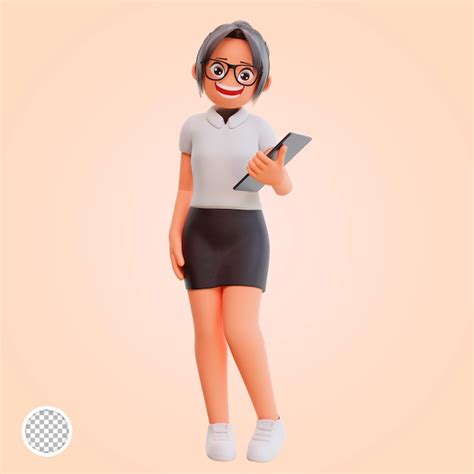 Premium Psd Young Businesswoman Smiling Posing Happy 3d Cartoon