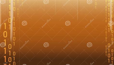 Yellow Binary Numbers 0101 Code On Gradient Orange Background Data Stream For Infosec And