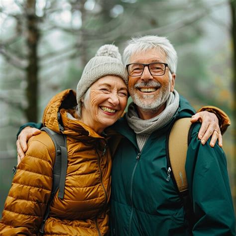 Photo Portrait Of An Older Elderly Couple Hugging And Smiling Premium Ai Generated Image