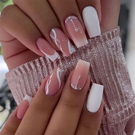 Pink And Silver Acrylic Nails