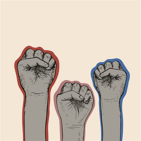 Fists Of Group Of People Of Different Races With Raised Hands As A