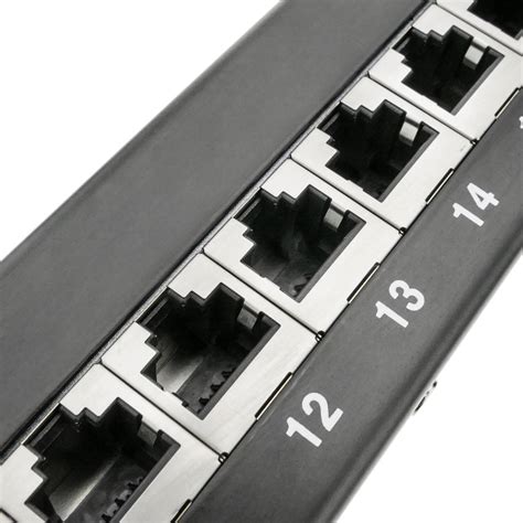 Patch Panel Rack 24 Rj45 Cat6a Ftp 1u Noir Avec Peigne Pour La Gestion