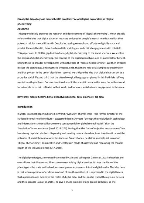 Pdf Can Digital Data Diagnose Mental Health Problems A Sociological