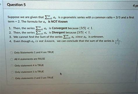 Solved Question 5 4 Pi Suppose We Are Given That Zio On Is A Geometric