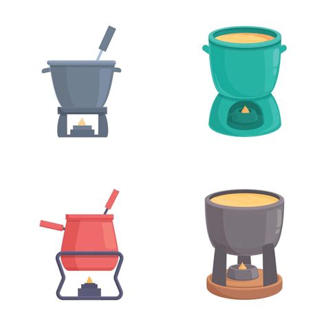 Assorted Fondue Pots Set On White Background 47052362 Vector Art At