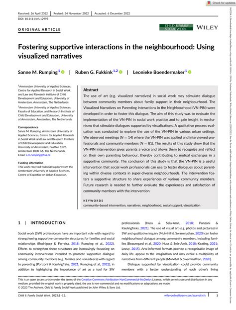 Pdf Fostering Supportive Interactions In The Neighbourhood Using