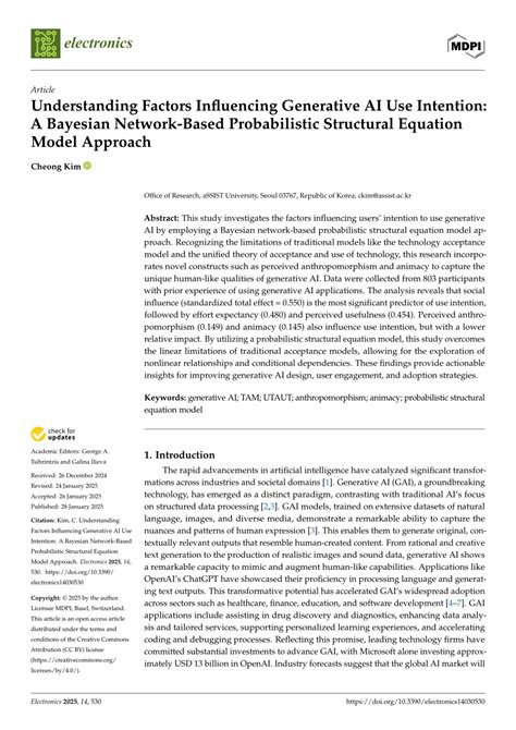 (PDF) Understanding Factors Influencing Generative AI Use Intention: A Bayesian Network-Based ...