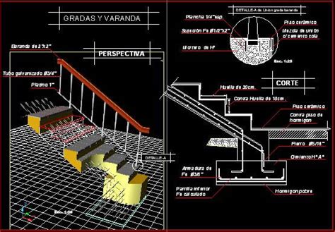 Detalle Estructural Gradas En Dwg 6850 Kb Librería Cad