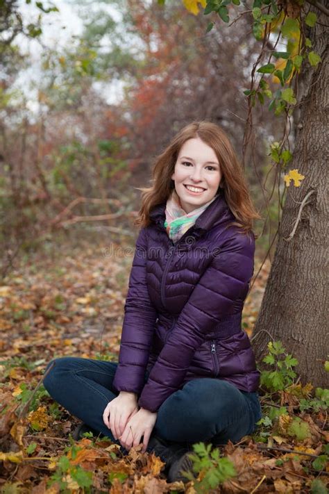 Redhead Outside Enjoying Autumn Stock Photo Image Of Health Outdoor